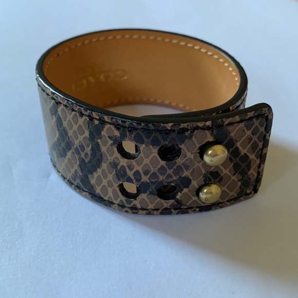 Coach | Jewelry | Coach Snakeskin Leather Cuff Bracelet | Poshmark